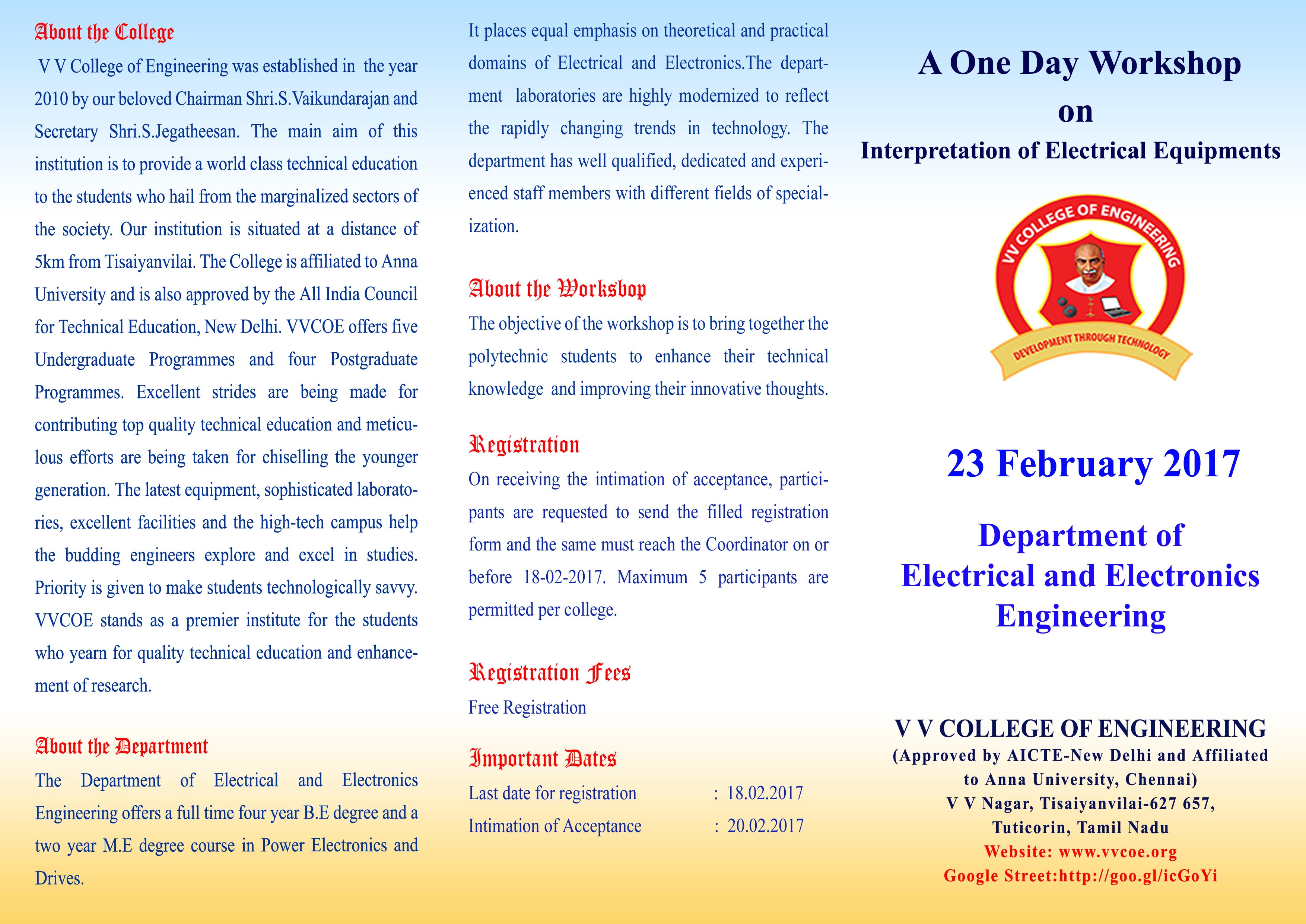 EEE Department is conducting a one day workshop on Interpretation of ...